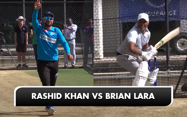 '6 needed off 2'- Watch legendary batter Brain Lara take on Rashid Khan ...