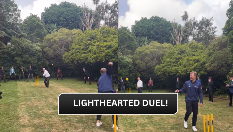 WATCH- Prime Minister takes guard as Neil Wagner bowls in backyard ...